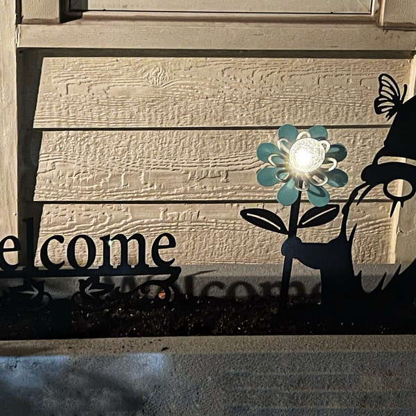 Welcome Yard Stake Metal Sign, Garden Stake, Garden Art, Metal Yard Art ...