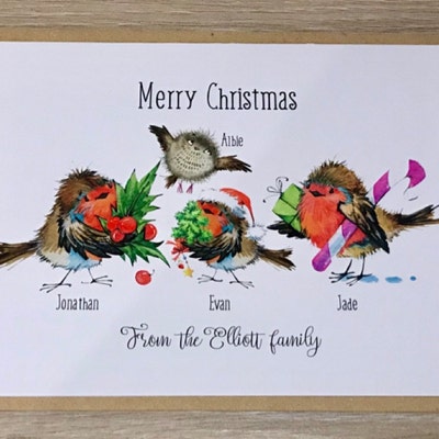 Pack of Robin Personalised Christmas Cards, Custom Christmas Cards ...