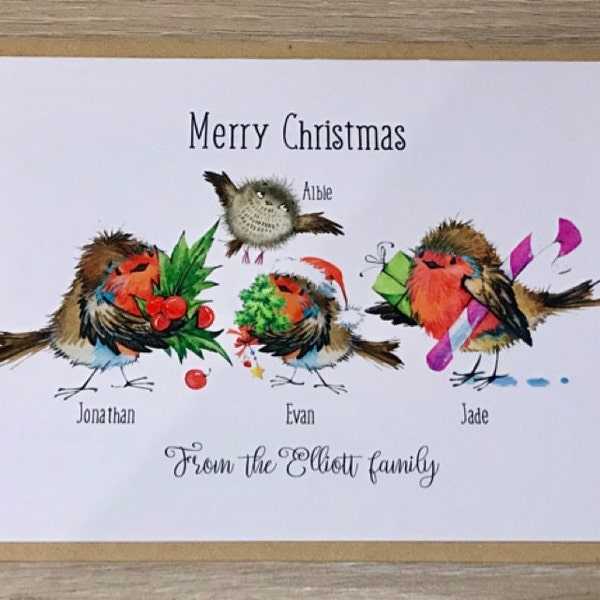 Pack of Robin Personalised Christmas Cards, Custom Christmas Cards ...