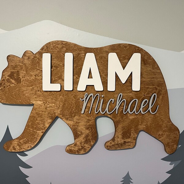 Custom Name Sign | Bear Name Sign | Baby Name Sign | Nursery Room Decor ...