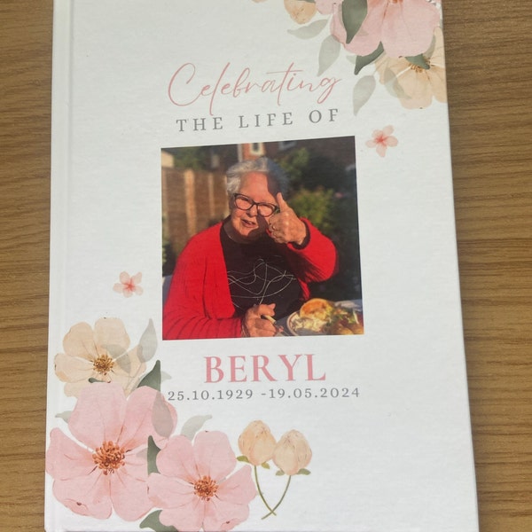 Funeral Condolence Book in Loving Memory, Monochrome Photo Share Memory ...