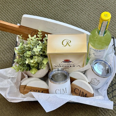Custom Gift Basket Housewarming Gift Cutting Board First Home Gift Idea ...