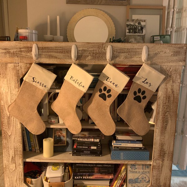 Personalized Burlap Christmas Stockings / Jute Christmas Farmhouse ...