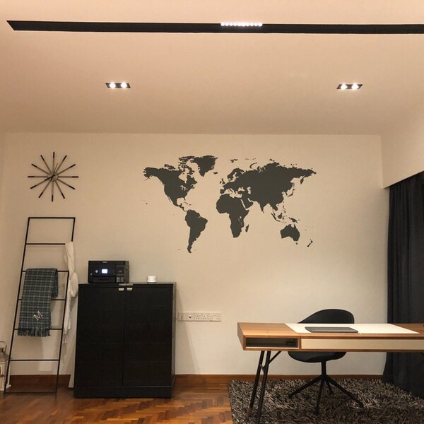 Large WORLD MAP Vinyl Decal Wall Sticker Art, Cool Travel Bucket List ...