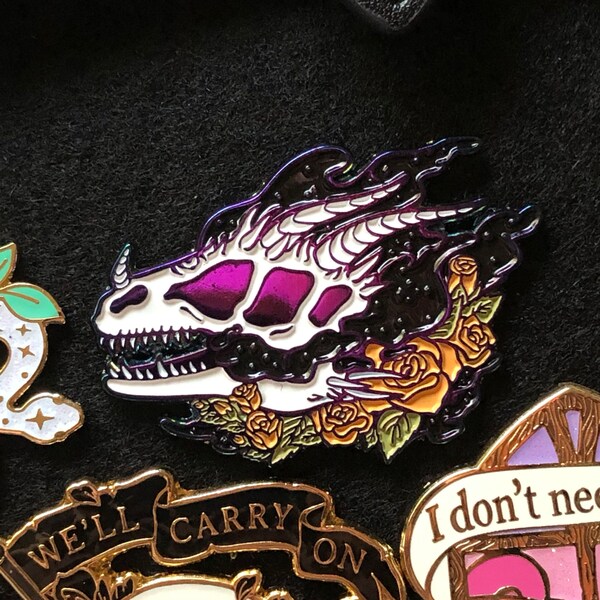 Dragon Skull Enamel Pin - "aether", Dragon Pin, Dragon Enamel Pin ...