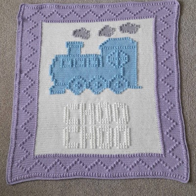 Crochet Pattern, Choo Choo Train Bobble Stitch Blanket, Afghan, Sofa ...