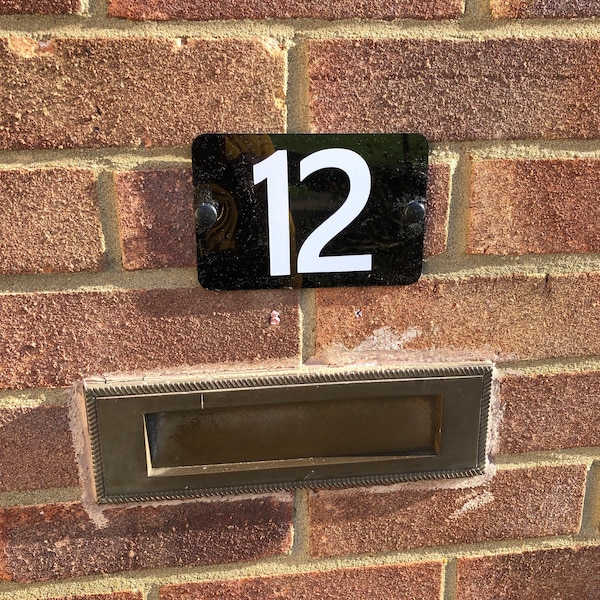 Personalised Door Number Sign Plaque in Acrylic With White Vinyl ...