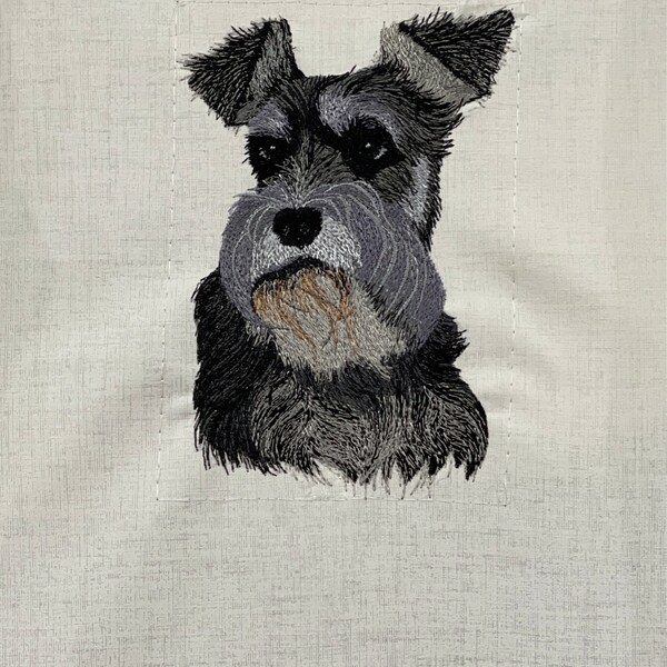 Standard Schnauzer Dog Face Embroidery Design: Machine Embroidery ...