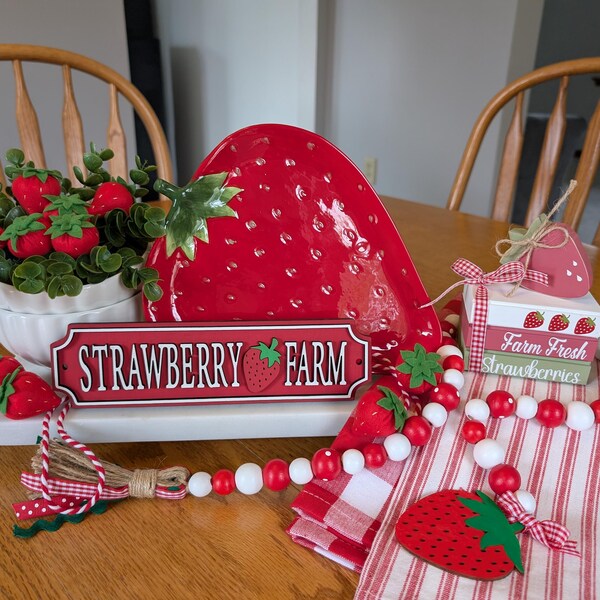 Strawberry Mini Sign | Summer Tiered Tray | Farmhouse Decor ...