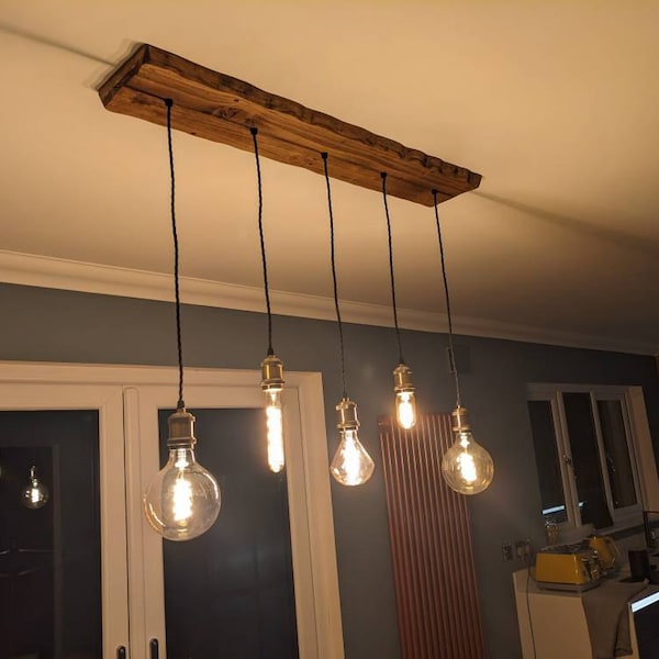 Live Edge 3/5/7 Pendant Wooden Plank Light - Etsy UK