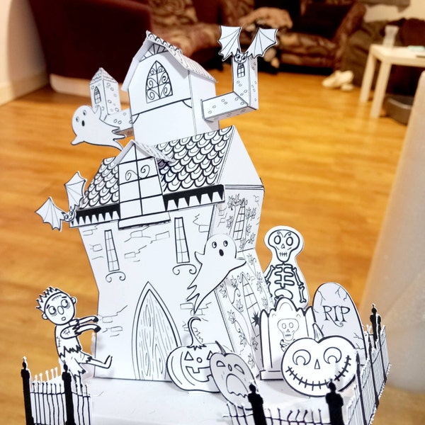 Haunted House Paper Craft Activity, Instant Download, Halloween ...