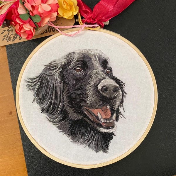 Pet Embroidery, Hand Embroidered Portait of Your Pet Cat Portrait. Dog ...