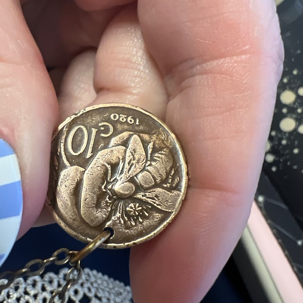 Italian Honeybee Flower Coin Necklace, Early 1900's Italy Honey Bee 10 ...