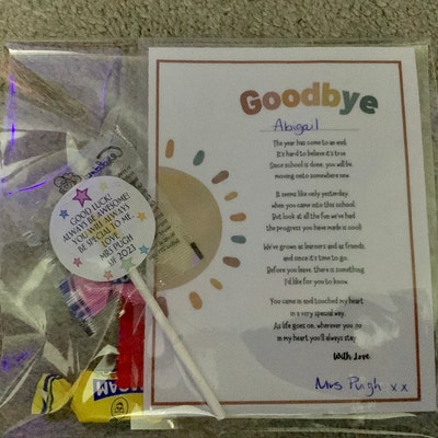 Letter From Teacher Goodbye Gift From Teacher End of School End of the ...