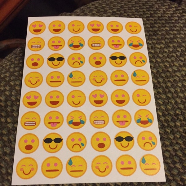 Emoticon Planner Sticker Sheet- 48 Count - Etsy