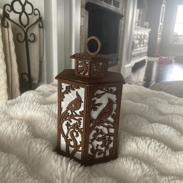 Laser Cut Cardinal Bird Lantern With LED Light. - Etsy