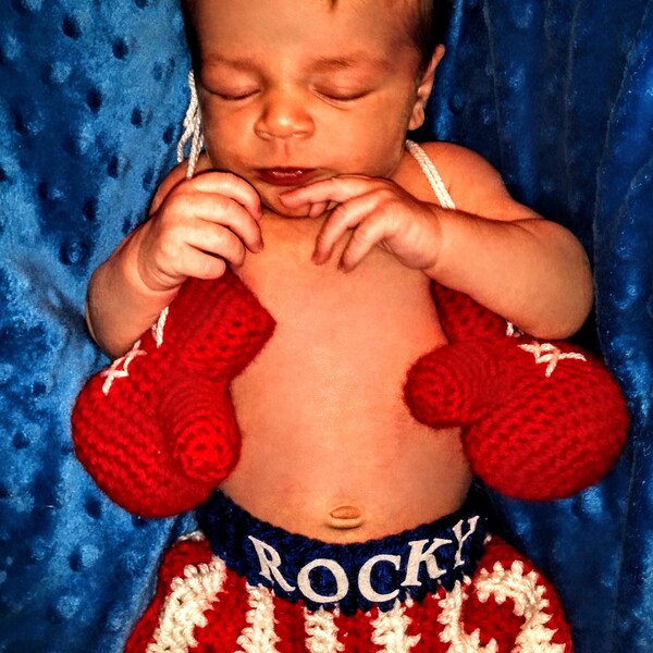 Baby Rocky Boxing Set - Crochet Baby Boxing Set -boxing Shorts - Boxing ...