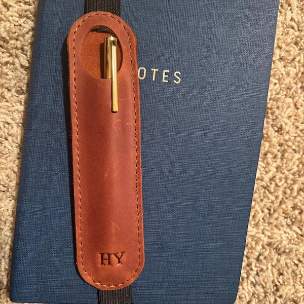 Personalized Pen Holder for Notebook, Leather Single Pen Pouch, Journal ...