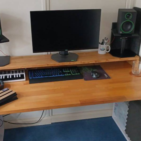 Westerton Rustic Hand Built Monitor Shelf Stand Reclaimed Riser Desk ...