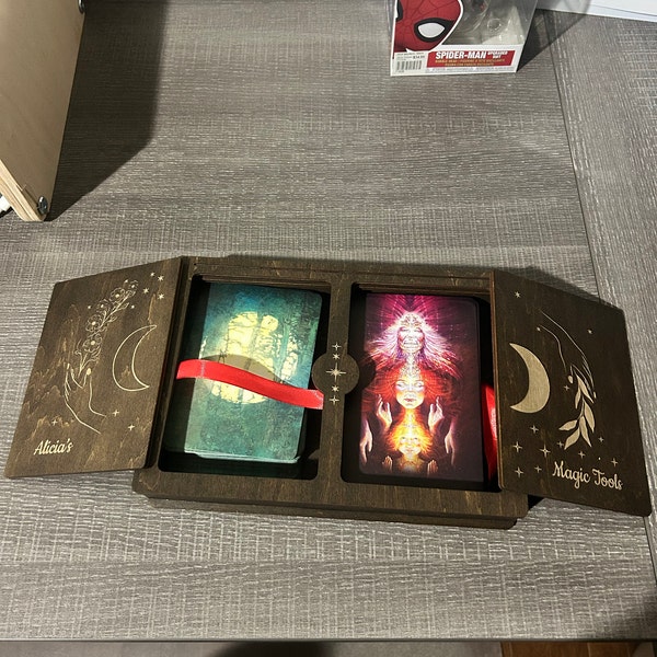 Personalized Wooden Tarot Deck Box-double Tarot Card Box-large Tarot ...