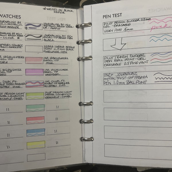 Tabela de Amostras de Cores, Página de Teste de Caneta, Folha de ...
