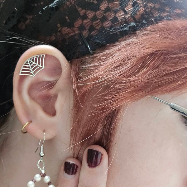 Spider Web Earring Gothic Jewelry • Cartilage Helix Piercing 20G 18G ...
