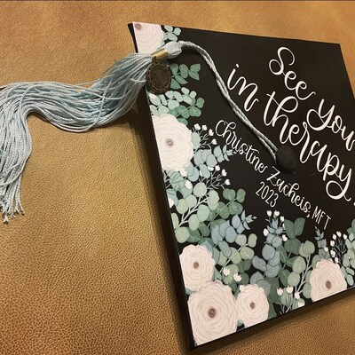 Custom eucalyptus Greenery Graduation Cap Topper, SLP Graduation Cap ...