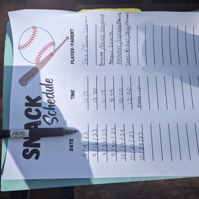 EDITABLE Sports Snack Sign up Sheet Snack Volunteer Form Game Day Snack ...