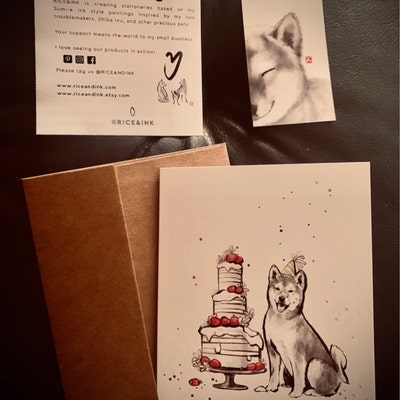 Smart Boy Shiba Inu Card black and Tan Sumi-e Painting Animal - Etsy