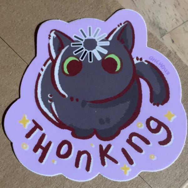 Thinking Thonking Cat Sticker | Loading Icon | Sticker for Waterbottle ...