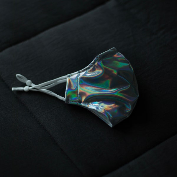 Holographic Iridescent Dressy Face Mask With Nose Wire and Filter ...