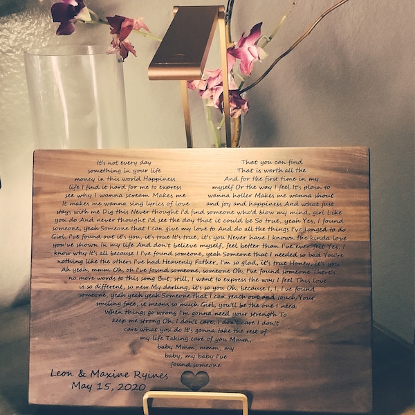Engraved Wedding Song, First Dance Lyrics, Wood Anniversary Gift, Your ...