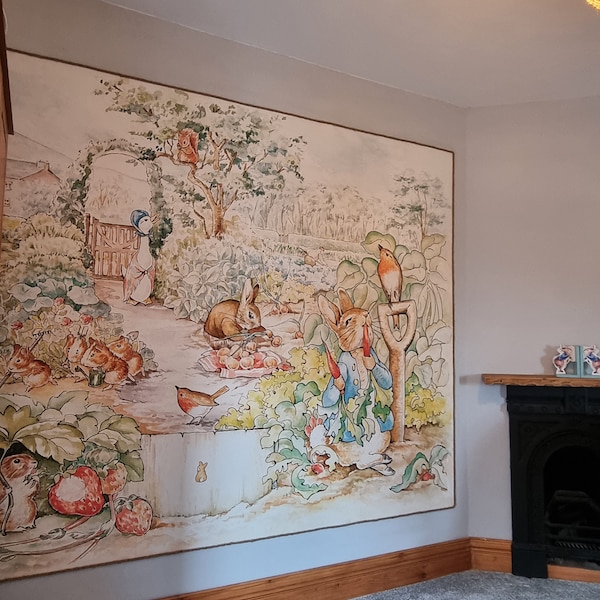Peter the Rabbit Wall Mural, Fairytale Wall Mural, Fairy Garden ...