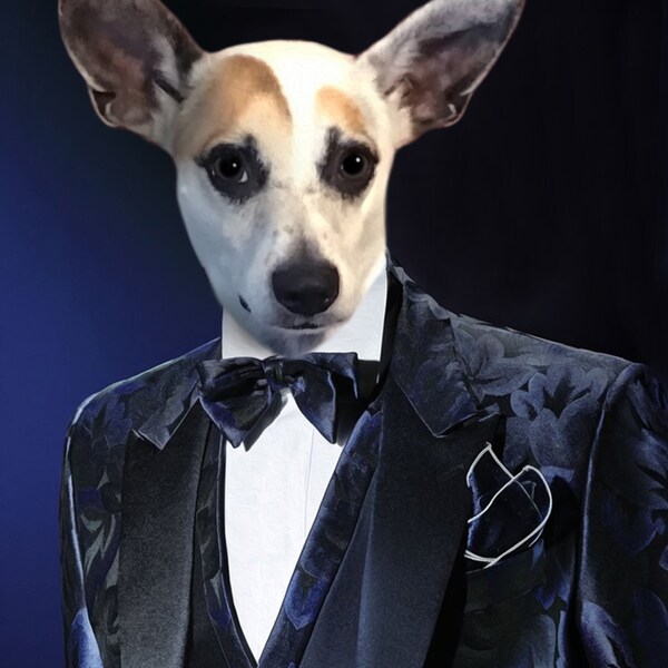 Custom Pet Portrait in Suit . Custom Animal Portrait in Suit . Custom ...