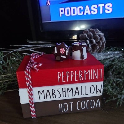 Hot Cocoa Mini Book Stack Hot Cocoa Bar Christmas Decor - Etsy