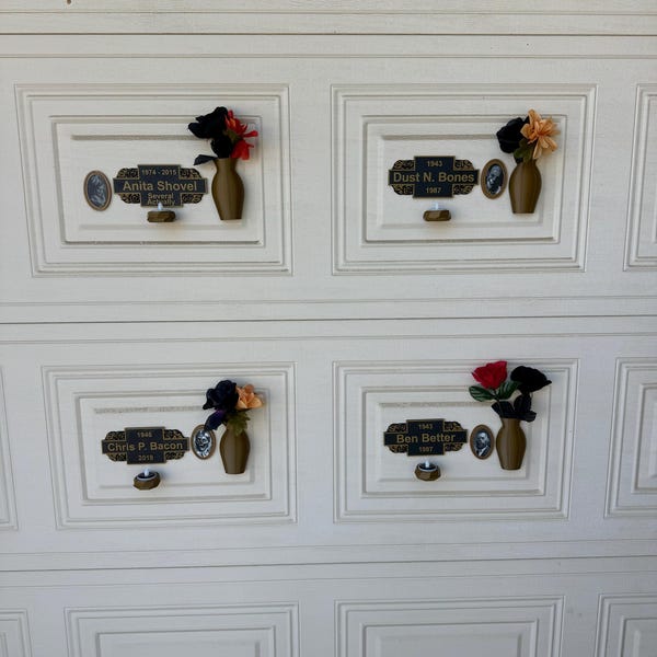 Mausoleum Niche Plaques and Accessories for Halloween; Graveyard ...