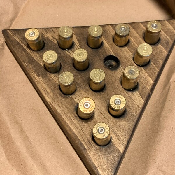 Triangle Peg Game/ 45 Brass Triangle Peg Game/ Man Cave/ Bar Game ...