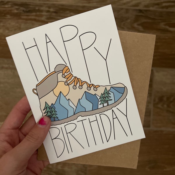 Hiking Boot Birthday Card: Outdoor Adventure Gift - Etsy