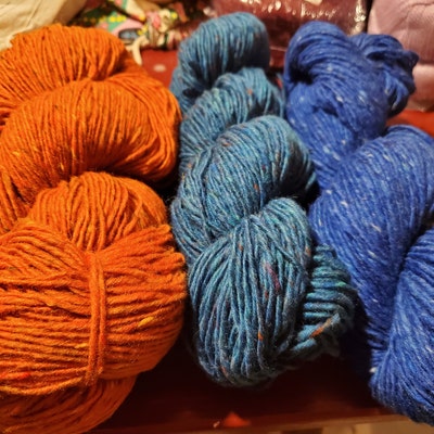 100g Aran Tweed Yarn Irish Donegal Kilcarra 100% Wool full Blue 4896 - Etsy