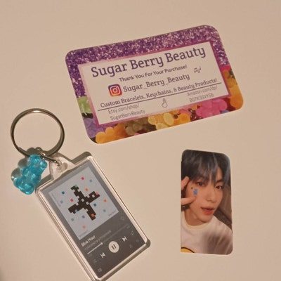 Spotify Song Plaque Keychain Custom Key Chain Add Charm Gummybear Heart ...