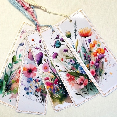 Flower Bookmarks, Spring Flowers, Watercolor Bookmarks, Printable ...