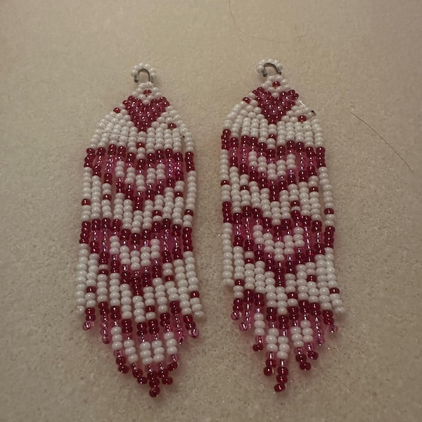 Heart Fringe Earrings PDF Pattern: Brick Stitch Valentine's Day Design ...
