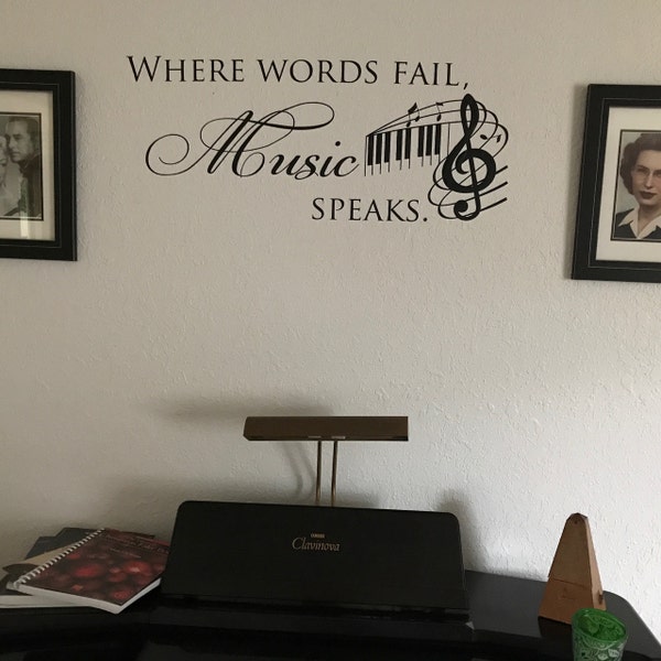 Music Wall Decal Where Words Fail Music Speaks Vinyl Quote - Music Wall ...