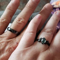 Nature Inspired Leaf Ruby Ring Set Black Gold Branch Twig Lab Ruby ...