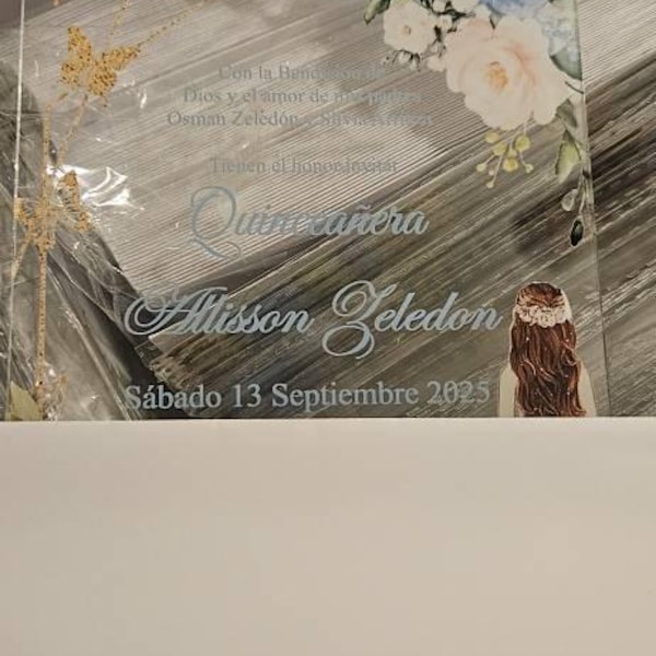 Blush and Lavender Twins Quinceañera Acrylic Invitation With and Crown ...