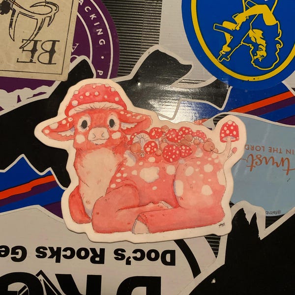 Mushroom Cow Sticker - Etsy
