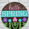 Hello Spring Flower Sign, Round Door Hanger Svg, Spring Welcome Sign ...