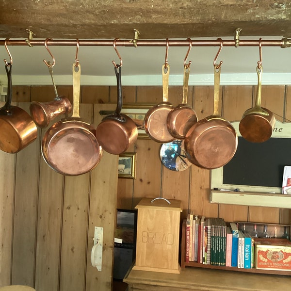 Handmade Copper and Brass Pot and Pan Rack, Copper Rails, Copper ...