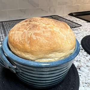 Bread Baker Pottery Bread Baking Pot in Blue Glaze 12 Recipes Included ...