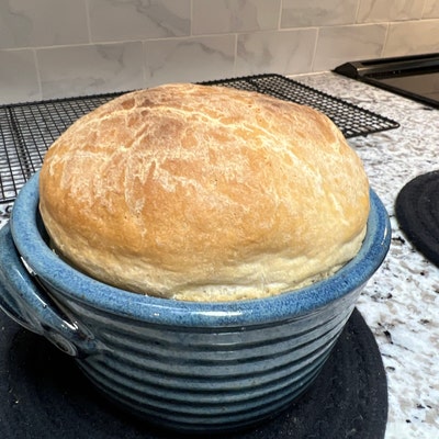 Bread Baker Pottery Bread Baking Pot in Blue Glaze 12 Recipes Included ...